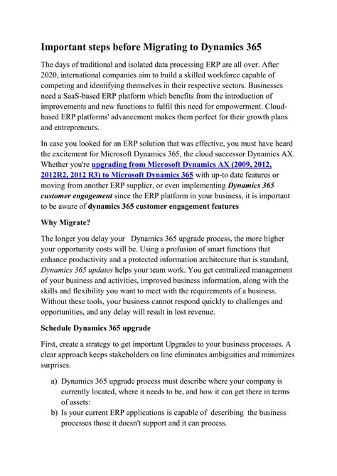 Important Steps Before Migrating To Dynamics PDF