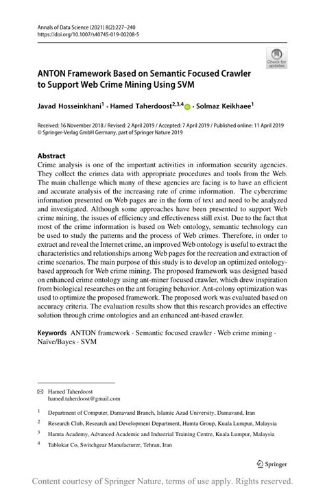 Anton Framework Based On Semantic Focused Crawler To Support Web Crime Mining Using Svm