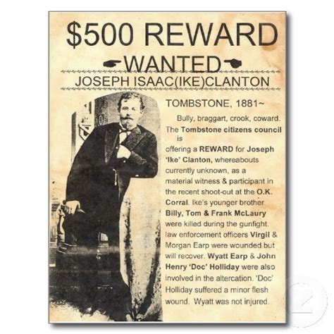 Ike Clanton Wanted Clanton Old West Outlaws Dances With Wolves