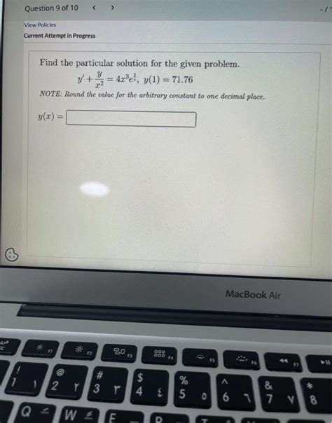 solved find the particular solution for the given problem
