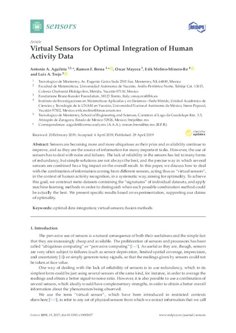 pdf virtual sensors for optimal integration of human activity data