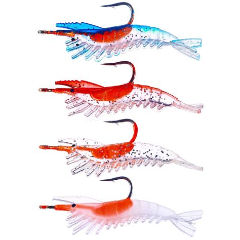 5 개 몫 새우 인공 물고기 미끼 소프트 시뮬레이션 새우 미끼 물고기 냄새 인공 송어 미끼 단일 후크 바다 낚시 태클 Aliexpress