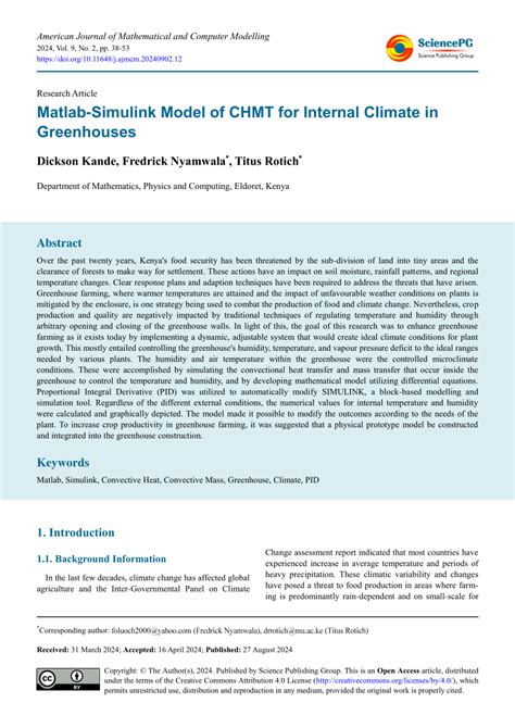 Pdf Matlab Simulink Model Of Chmt For Internal Climate In Greenhouses