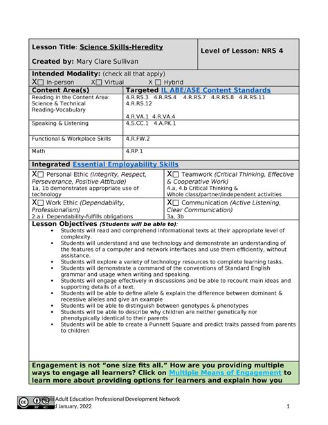 Lesson Plan Heredity Mary Clare Sullivan Lesson Title Science