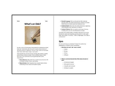 Non Fiction Whats An Ode Comprehension Teaching Resources