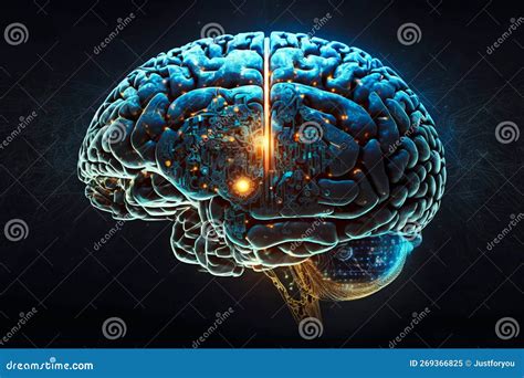 Human Brain Processing Glow With Technology Connection Data Symbols Generative Ai Stock