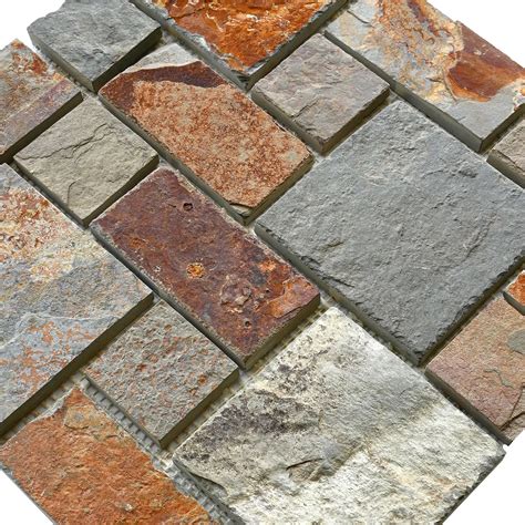 Rustic Rusty Brown Slate Stone Mosaic Tile Backsplash Ba1064