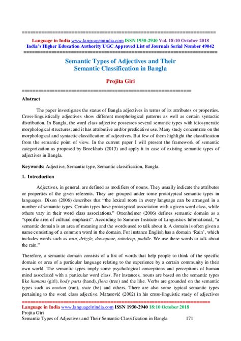 pdf semantic types of adjectives and their semantic classification in