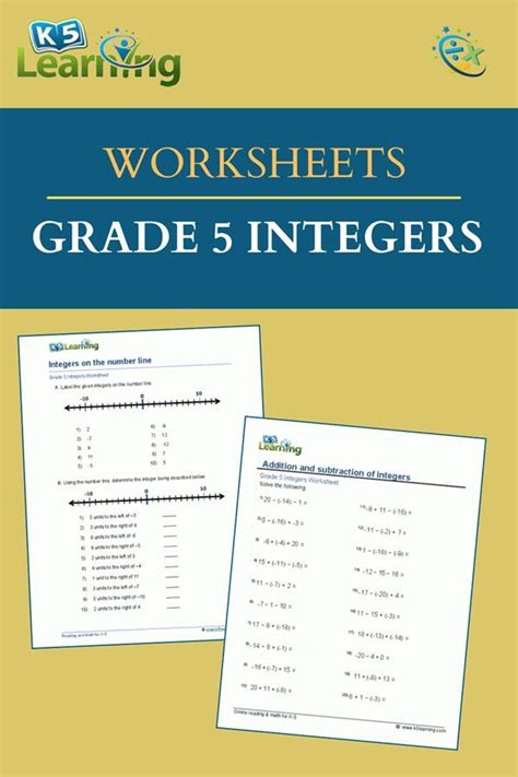 Grade 5 Integer Worksheets