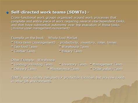 Self Managed Teams Examples