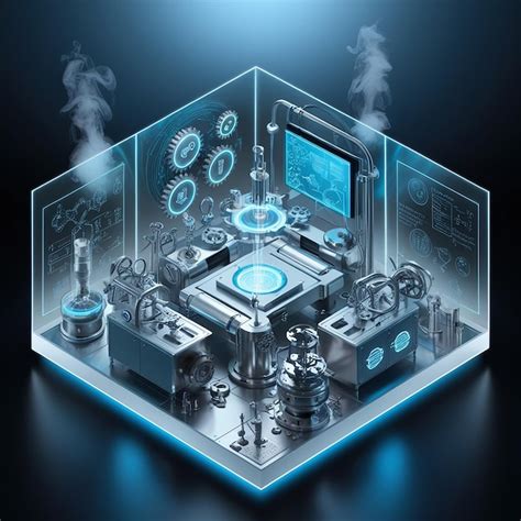 Future Technology Concept With Analysis And Experiment Symbols Isometric Premium Ai Generated
