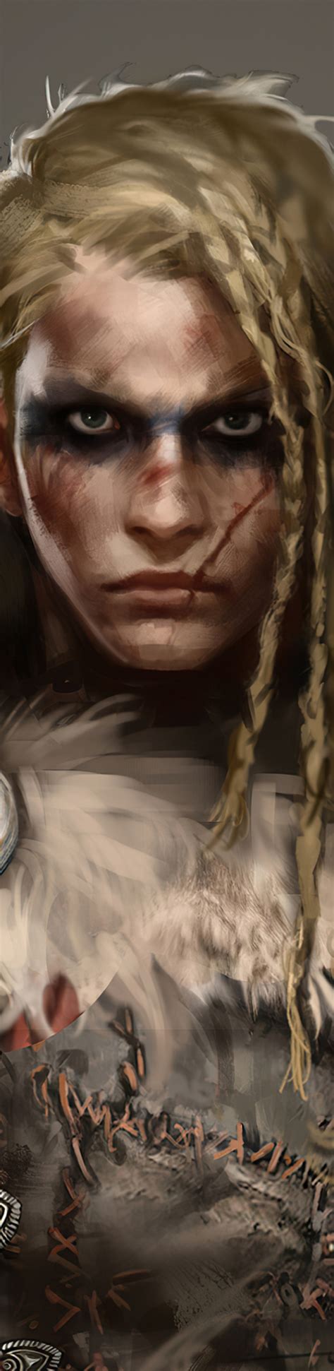 500x2048 Resolution Assassins Creed Valhalla Female Art 500x2048 Resolution Wallpaper