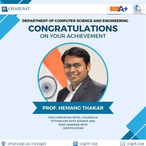 Cse Cspit Charusat Acheivement Python Deeplearning Department Of Cse Cspit Charusat