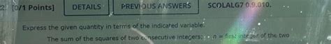 Solved 2 [0 1 Points] Details Previous Answers Scolalg7