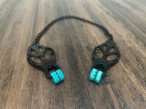 Custom Spiked Black Clover Style Nipple Clamps With Chain Etsy