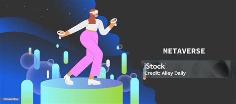 메타버스 엔터테인먼트 가상 현실 안경과 Vr 헤드셋을 착용하고 가상 세계를 상호 작용하고 탐험하는 여성과 함께 평면 벡터 일러스트레이션 미래 혁신의 개념 3차원 형태에 대한