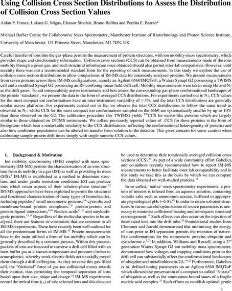 Using Collision Cross Section Distributions To Assess The Distribution Of Collision Cross