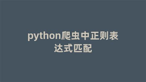 Python爬虫中正则表达式匹配 Python基础教程