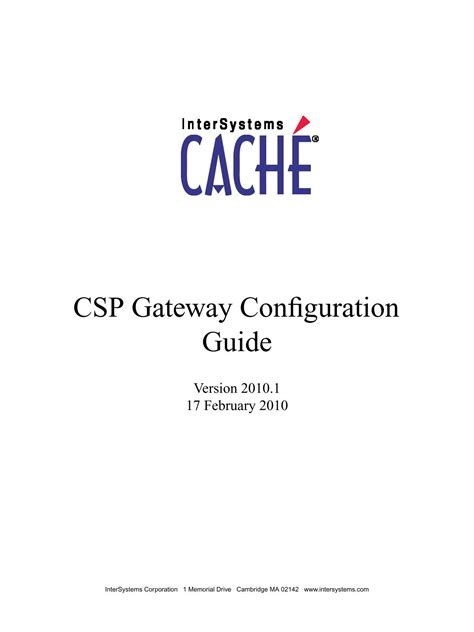Csp Gateway Configuration Guide Intersystems Documentation