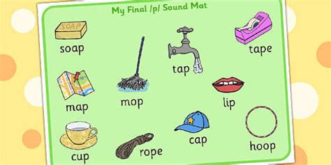 Final P Sound Word Mat