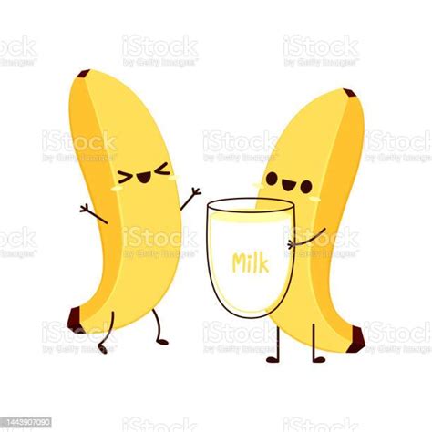 바나나 만화 벡터 흰색에 고립 된 귀여운 과일 벡터 문자 세트 가루로 빻은에 대한 스톡 벡터 아트 및 기타 이미지 가루로 빻은 감정 건강한 생활방식 Istock