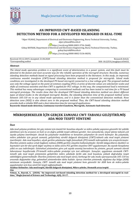 Pdf An Improved Cwt Based Islanding Detection Method For A Developed