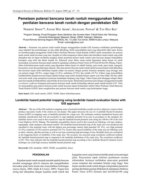 PDF Landslide Hazard Potential Mapping Using Landslide Hazard Evaluation Factor With GIS Approach