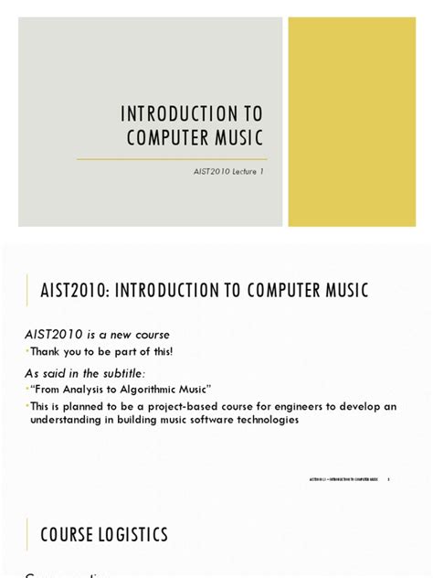 Introduction To Computer Music Aist2010 Lecture 1 Pdf Computer
