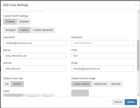 Custom Smtp Settings