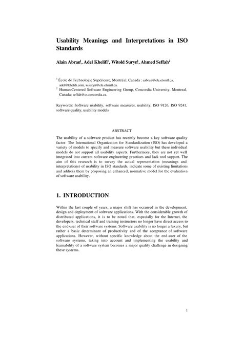 Pdf Usability Meanings And Interpretations In Iso Standards