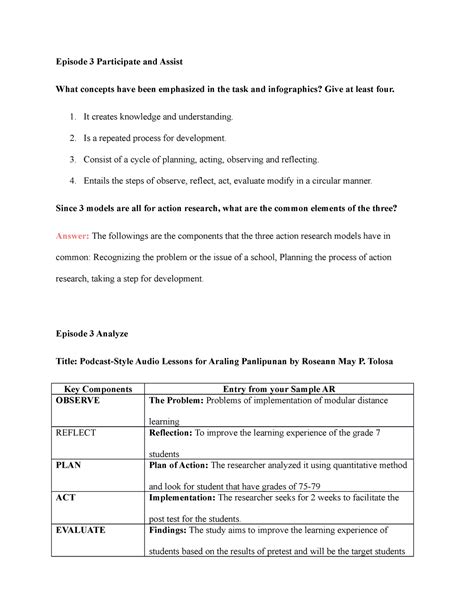 Field Study 2 Episode 3 For Learning Porposes Episode 3 Participate And Assist What Concepts