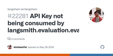 api key not being consumed by langsmith evaluation evaluate · issue