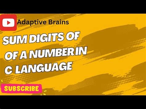 Sum of Digits of a Number Program in C language - YouTube