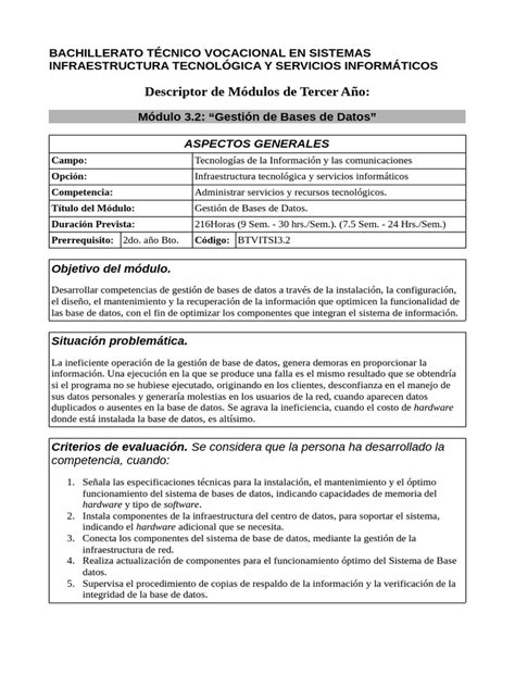 Modulo 3 2 Gestion De Bases De Datos Pdf Bases De Datos Mi Sql