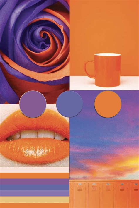 an orange and blue collage with a rose in the center, coffee cup ...
