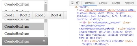 telerik web forms controlling the appearance controlling absolute positioning with z index