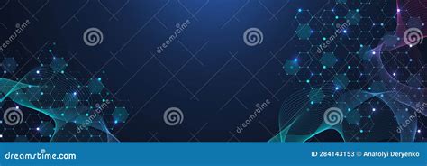 Modern Scientific Abstract Background With Hexagon Shapes Lines And Dots Innovation Concept