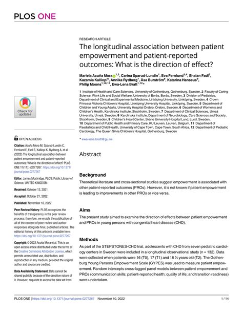 Pdf The Longitudinal Association Between Patient Empowerment And