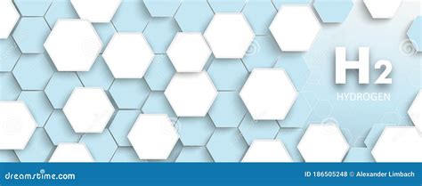 White Hexagon Structure H2 Hydrogen Header Stock Vector Illustration