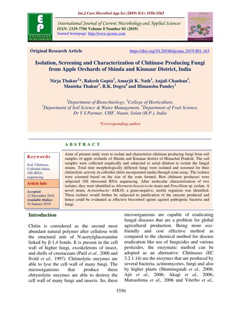 Pdf Isolation Screening And Characterization Of Chitinase Producing