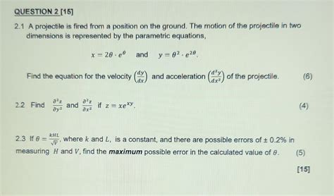 Solved A Projectile Is Fired From A Position On The Chegg