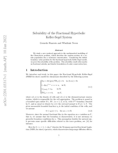 Pdf Solvability Of The Fractional Hyperbolic Keller Segel System