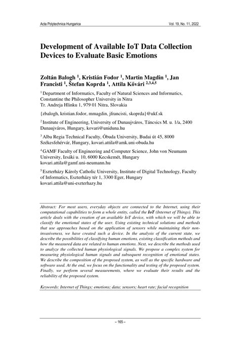 Pdf Development Of Available Iot Data Collection Devices To Evaluate Basic Emotions