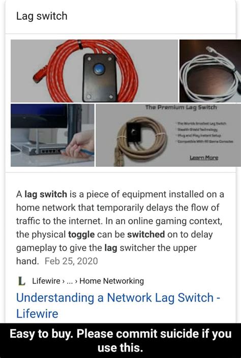 Lag Switch A Lag Switch Is A Piece Of Equipment Installed On A Home Network That Temporarily