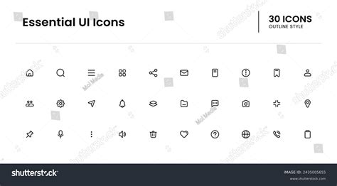 Essential Ui Icon Set Ui Mobile Stock Vector Royalty Free 2435005655