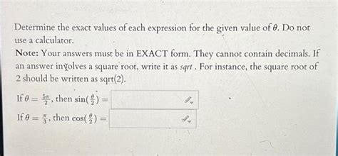 Determine The Exact Values Of Each Expression For The Chegg