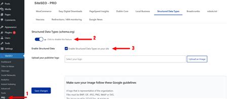Enable Structured Data Types Siteseo