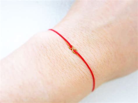 Black String Bracelet Gold Infinity Symbolic Bracelet Etsy