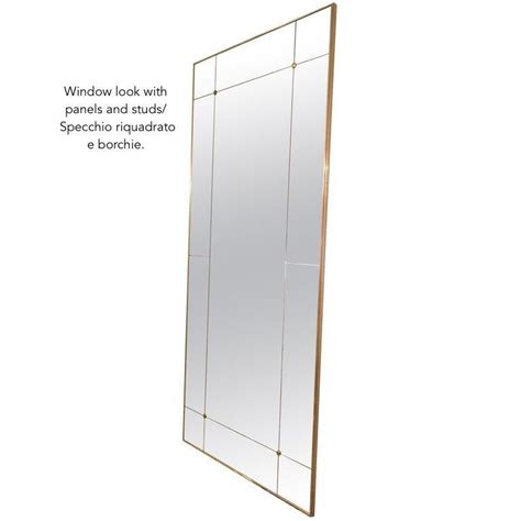 Art Deco Style Rectangular Brass Frame Window Pane Mirror Customizable