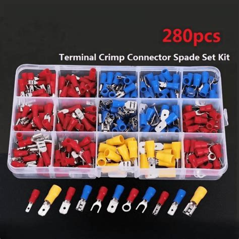 280pcs Assorted Insulated Flat Fork Terminals Splice Connectors Wire
